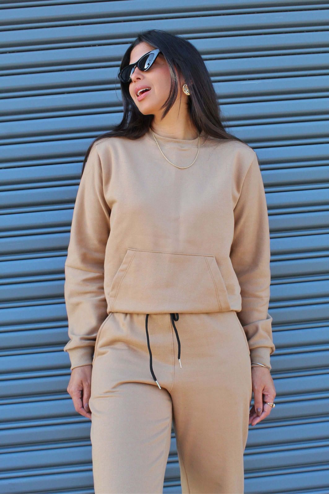 Conjunto moletom feminino felpado Calça Jogger Blusa Manga Longa