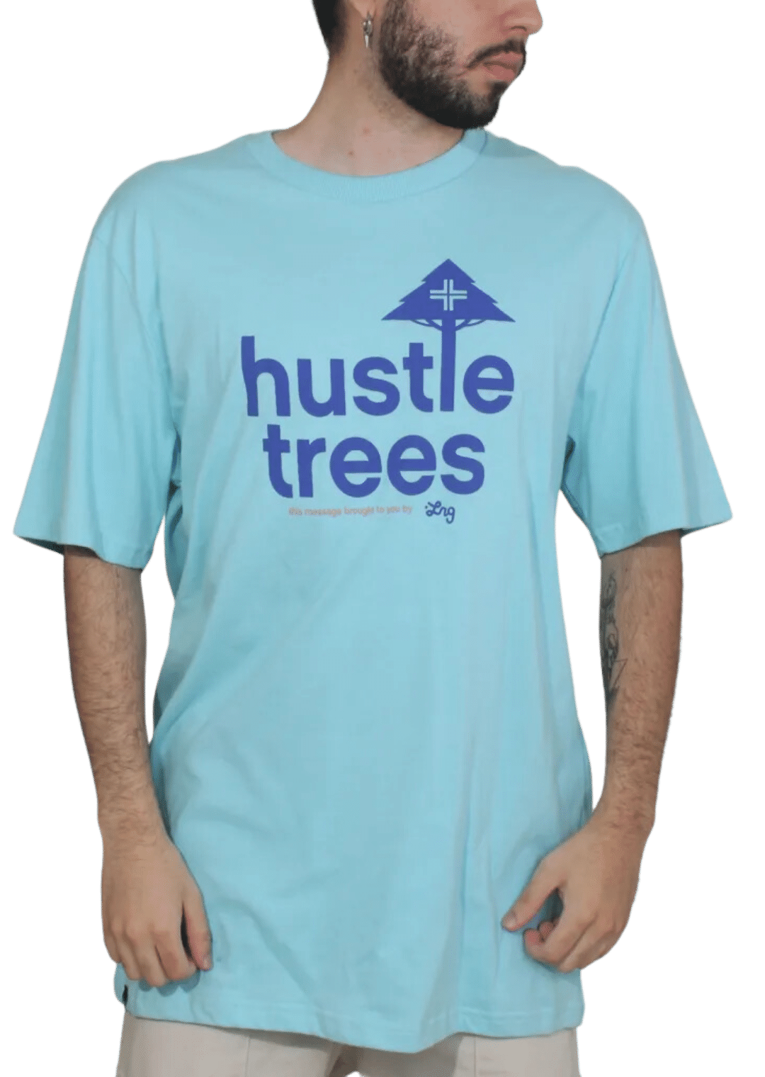 Camiseta Lrg Hustle Trees 610405073 Azul Blue Ciano Azul Claro