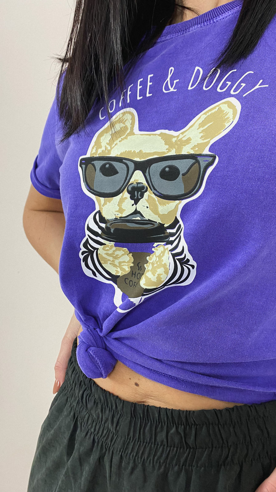 Tshirt Premium - Dog & Coffee - Roxo Meia Cereja - Loja Virtual