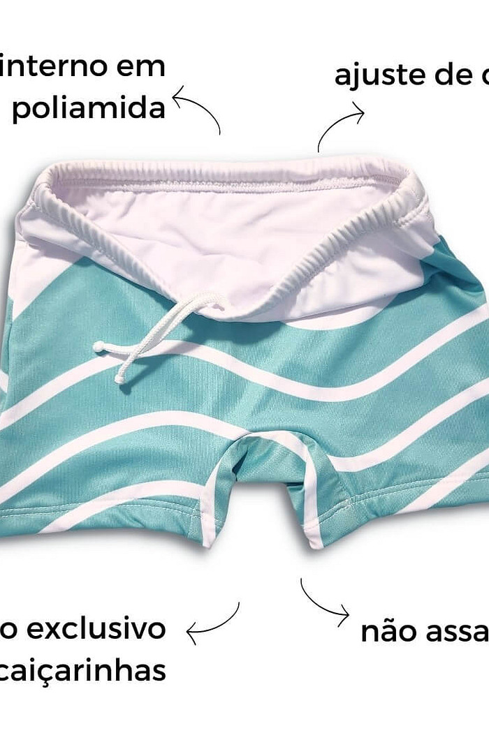 Sunga UV Praia Piscina UV 50+ Menino Confortável Branco Onça Surfista ...