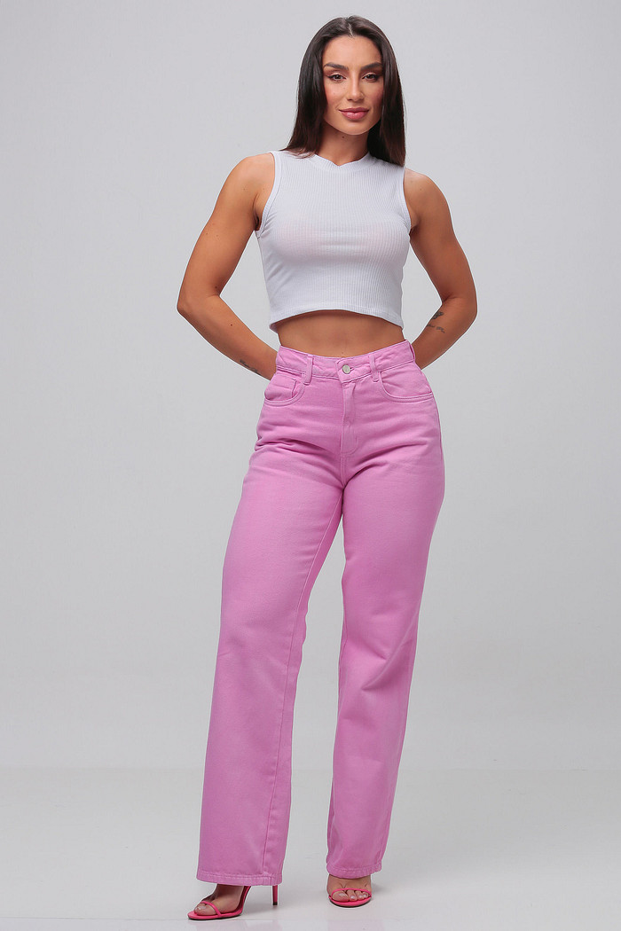 Calça Jeans Wide Leg Feminina Branca 25476 767 Jeans