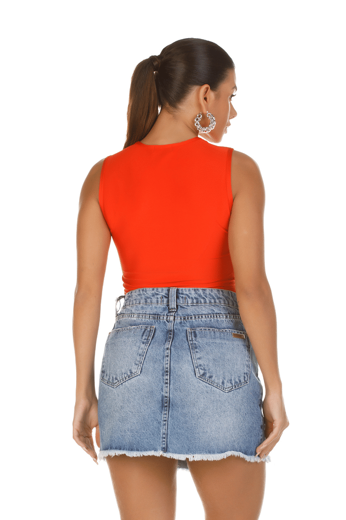 Saia Jeans Mini Bordada Luleg- Loja Virtual