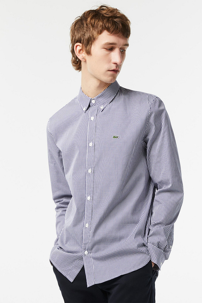 Camisa Lacoste Regular Fit Logo Classic Oxford Azul Marinho TheVest ...