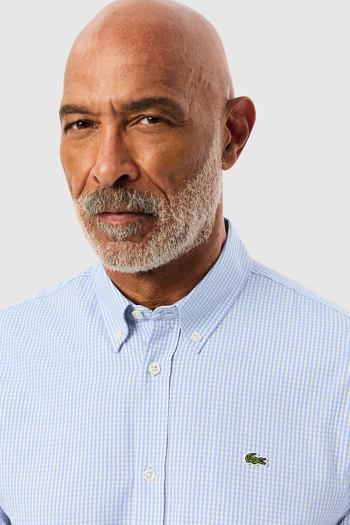 Camisa Lacoste Regular Fit Logo Classic Oxford Azul Céu TheVest - Loja ...
