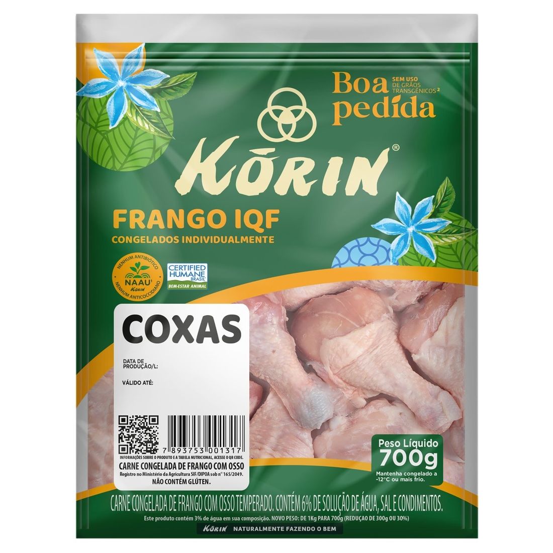COXA DE FRANGO KORIN CONGELADA KORIN PCT 700G Terra Ecológica - Loja ...