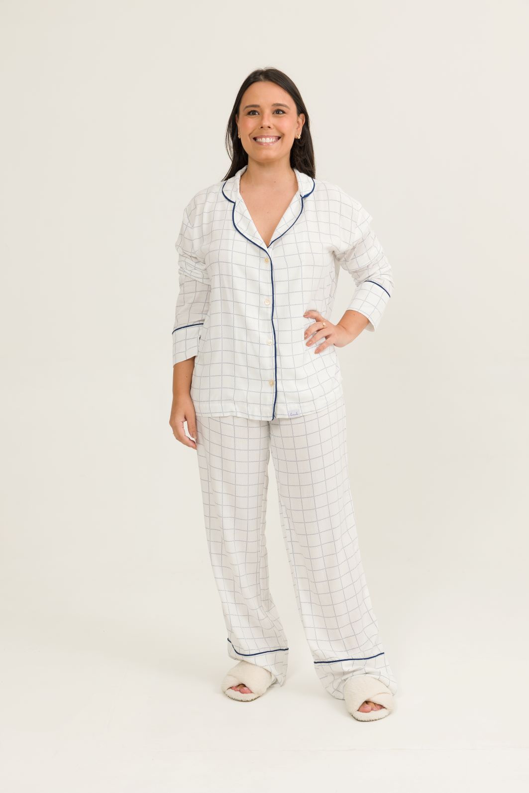 CONJUNTO PARA DESCANSAR FEMININO PLENITUDE XADREZ - CAMISA DE BOTÕES ...