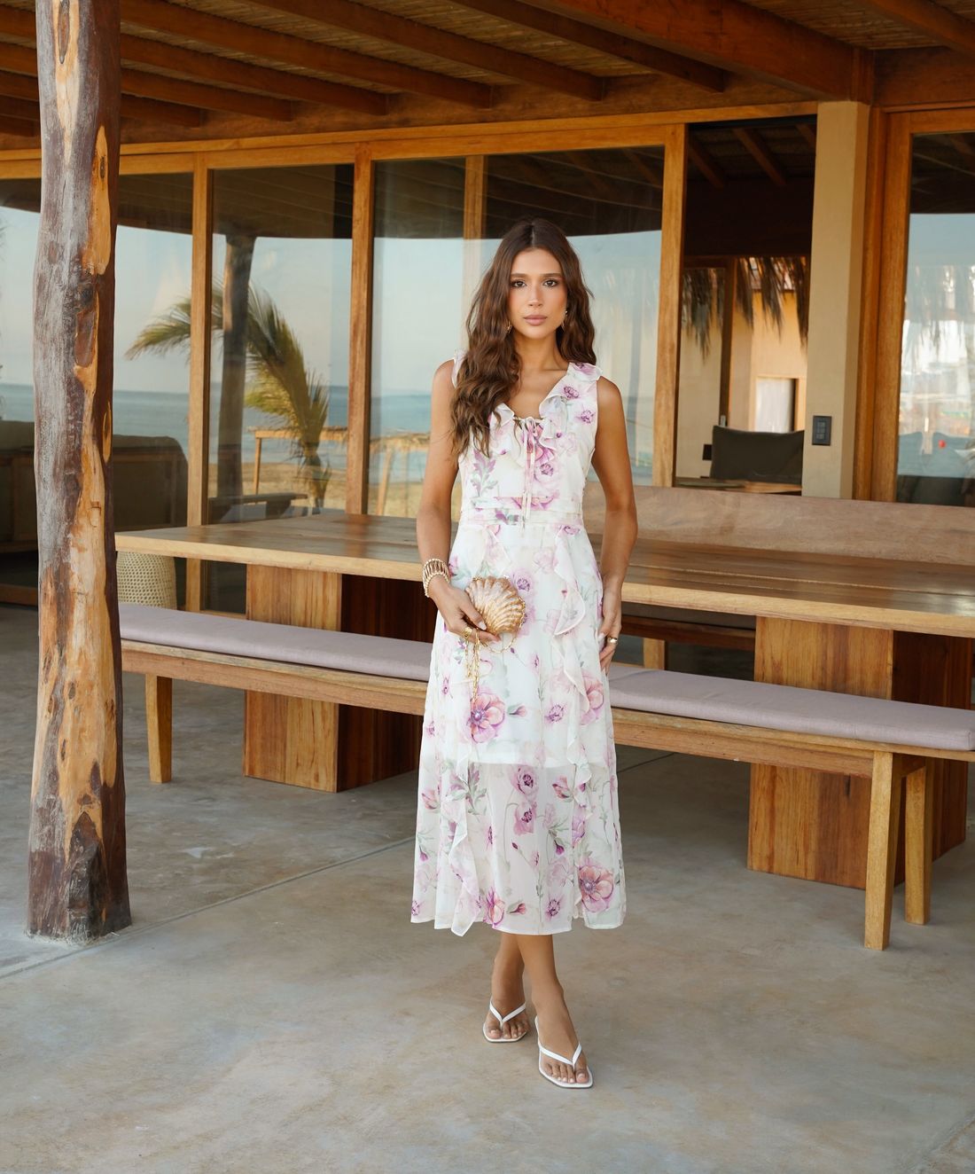 Vestido Midi Floral -Doce Flor Mells Moda - Loja Virtual