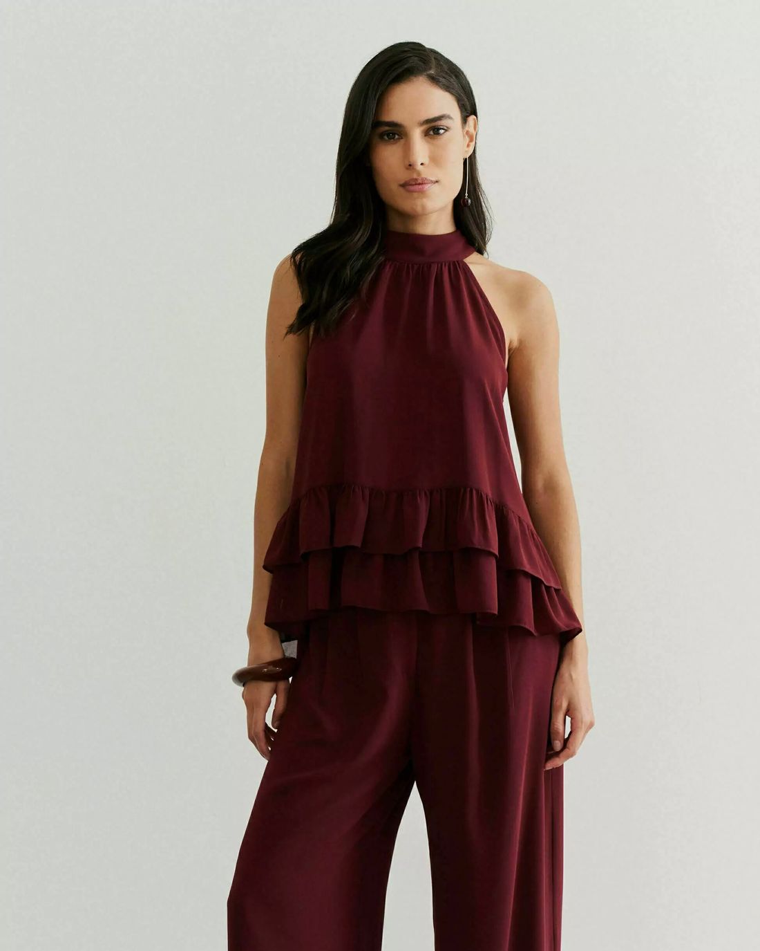 Blusa Cava Americana Babados Barra Mells Moda - Loja Virtual