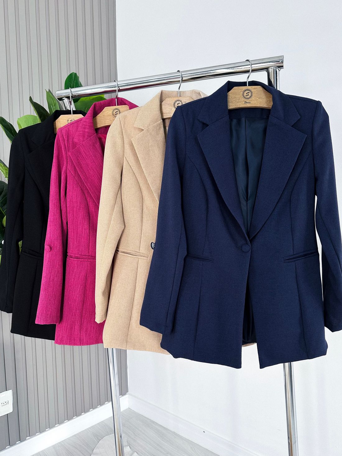 BLAZER POLILINHO ALONGADO LAURA - AZUL MARINHO Loja Strass - Loja Virtual