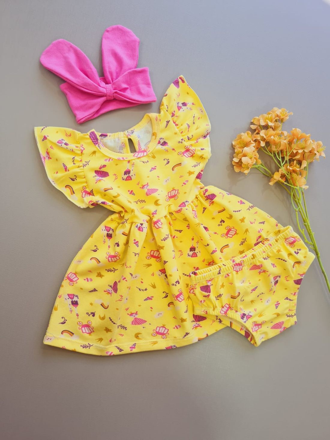 Vestido Armado + Calcinha + Laço Rosa Mini Mundi Kids - Loja Virtual