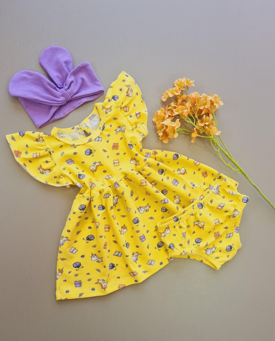 Vestido Armado + Calcinha + Laço Lilás Mini Mundi Kids - Loja Virtual