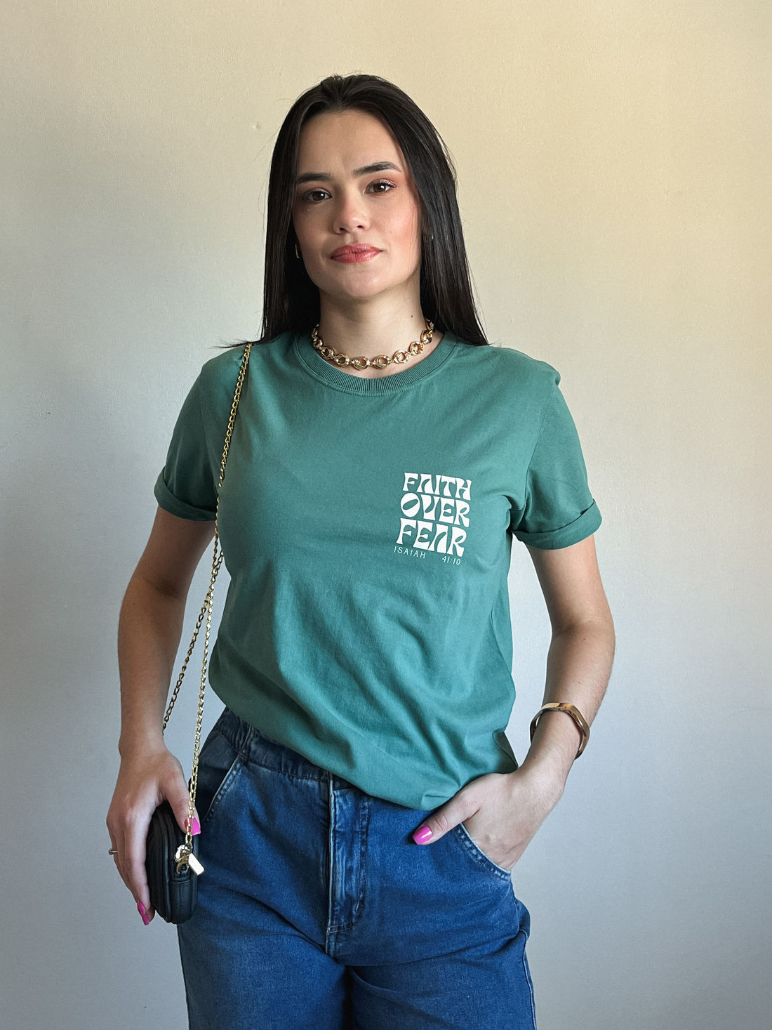 Tshirt Premium - Isaiah 41:10 - Verde Meia Cereja - Loja Virtual
