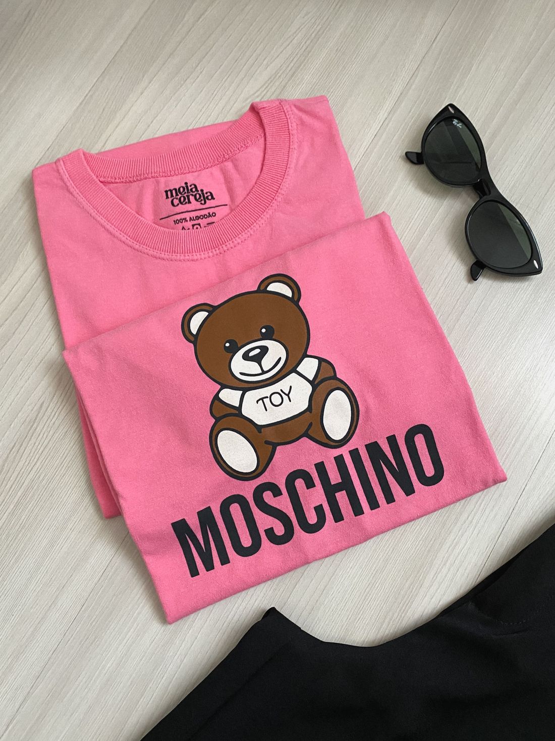 Tshirt Premium - Moschino - Rosa Meia Cereja - Loja Virtual