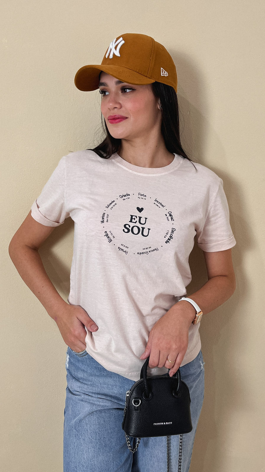 Tshirt Premium - Eu Sou - Areia Meia Cereja - Loja Virtual