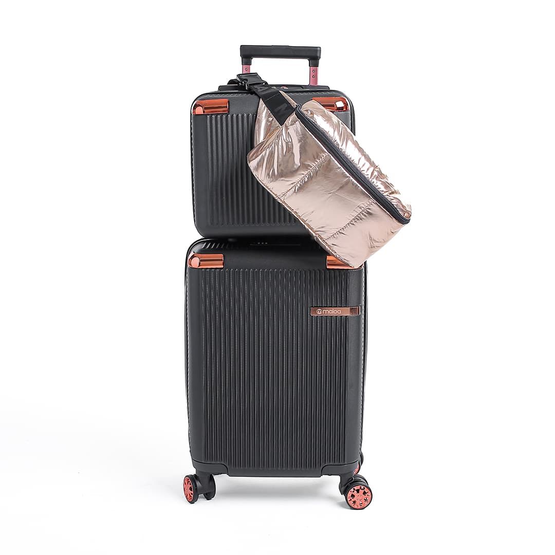 Kit de Mala de Viagem Média 23kg e Frasqueira Croácia Preto e Pochete ...