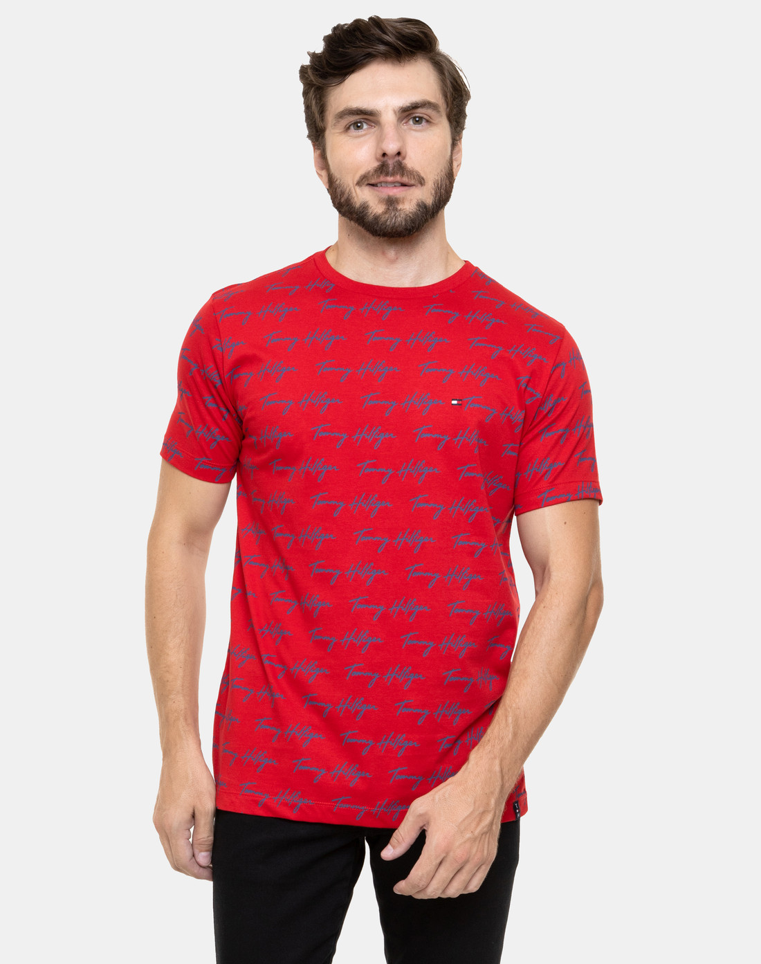 Camiseta Tommy Hilfiger Lettering Print Vermelha TheVest - Loja Virtual