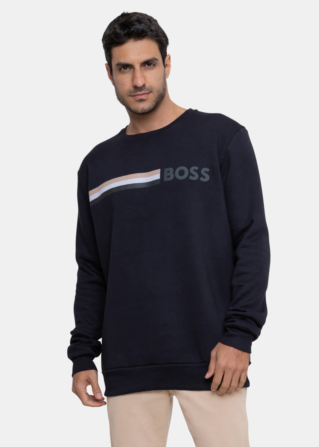 Blusa Moletom Hugo Boss Logo Rubber Preto Thevest Shop - Loja Virtual