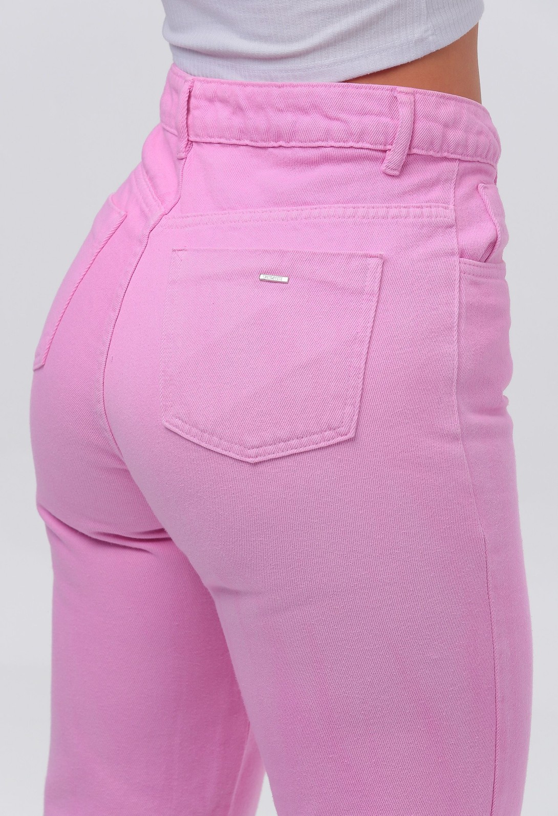 Calça Jeans Wide Leg Feminina Rosa Claro 25761 767 Jeans