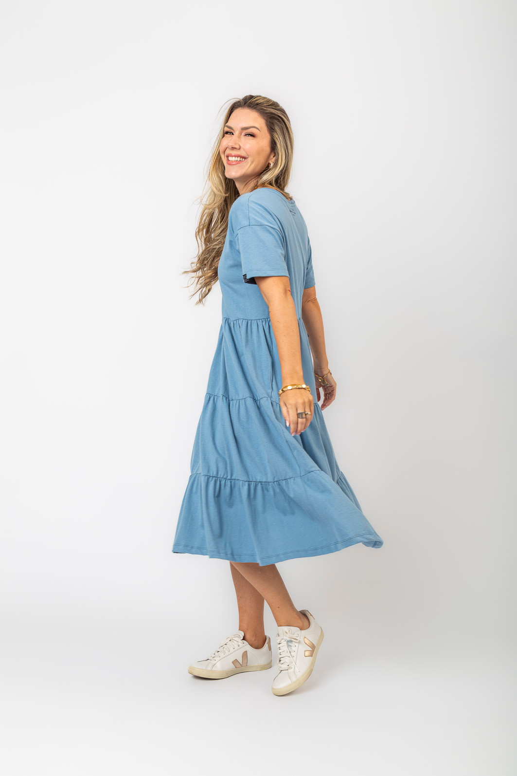 VESTIDO MAXI CRÊ SOMENTE AZUL God is good - Loja Virtual