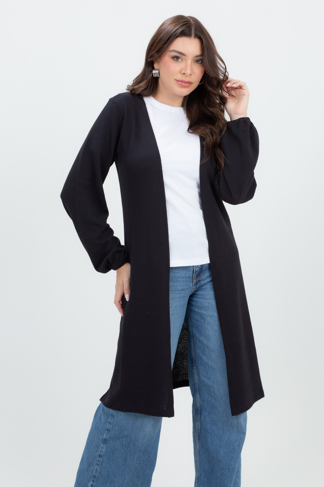 Cardigan Feminino Algodão Bufante Longo Versátil Sóror