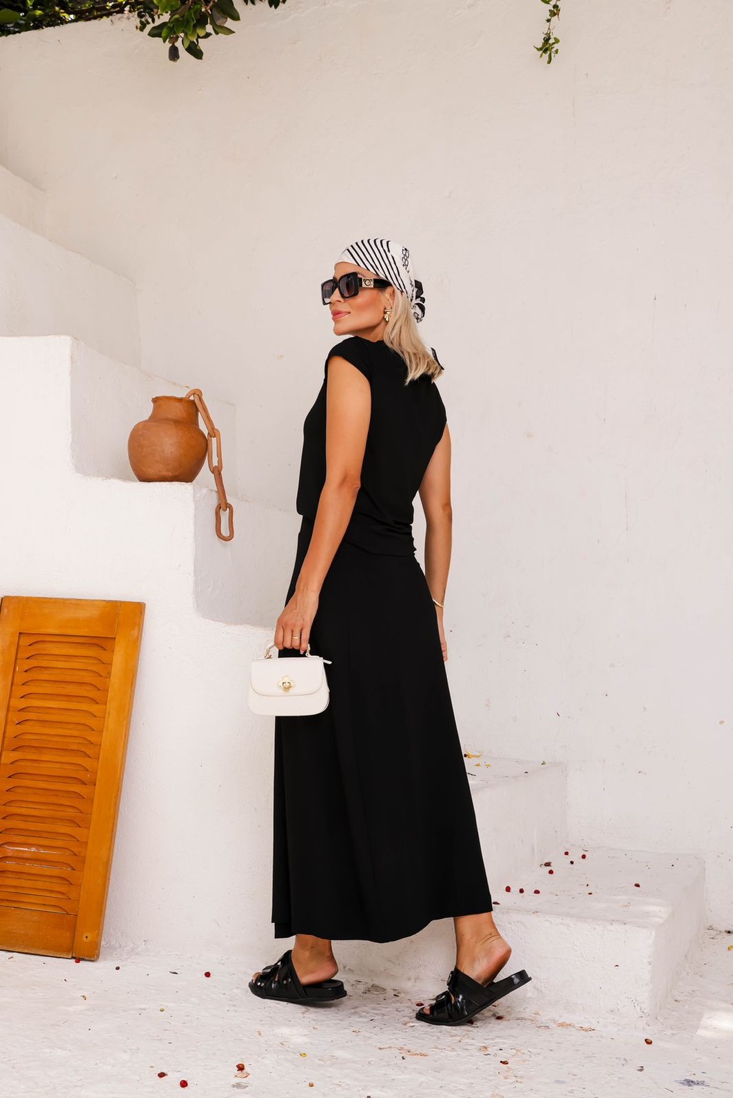 Conjunto de Saia Longa com Amarração Claudia Preto Map Store - Loja Virtual
